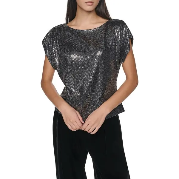 Dkny Mirror Metallic Short Sleeve Top