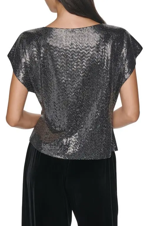 Dkny Mirror Metallic Short Sleeve Top
