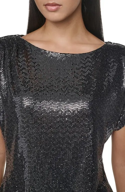 Dkny Mirror Metallic Short Sleeve Top