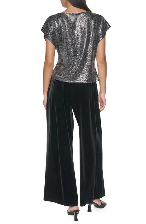 Dkny Mirror Metallic Short Sleeve Top