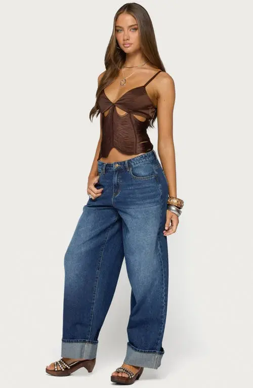 EDIKTED Dulcy Cutout Fringed Satin Camisole