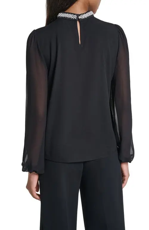 Karl Lagerfeld Paris Pearl Neck Knit Top