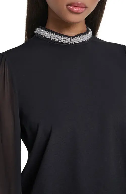 Karl Lagerfeld Paris Pearl Neck Knit Top