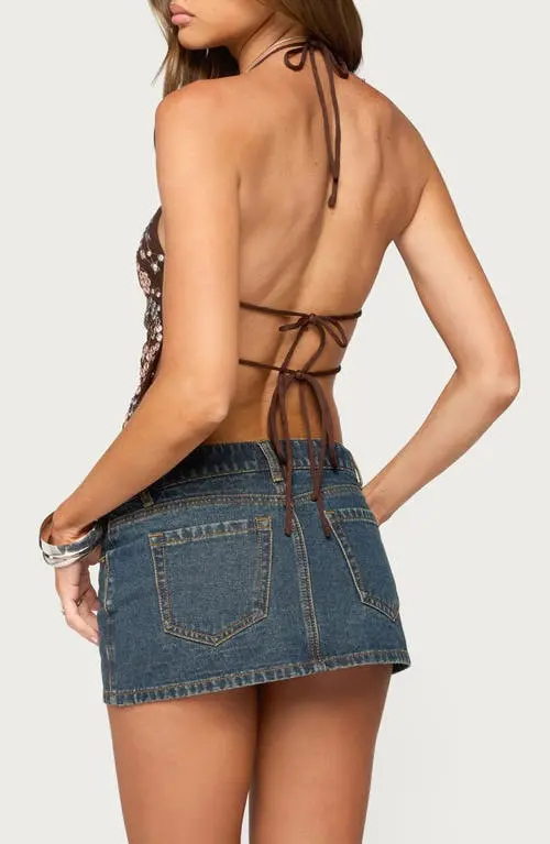 EDIKTED Zanel Embroidered Bead Halter Top
