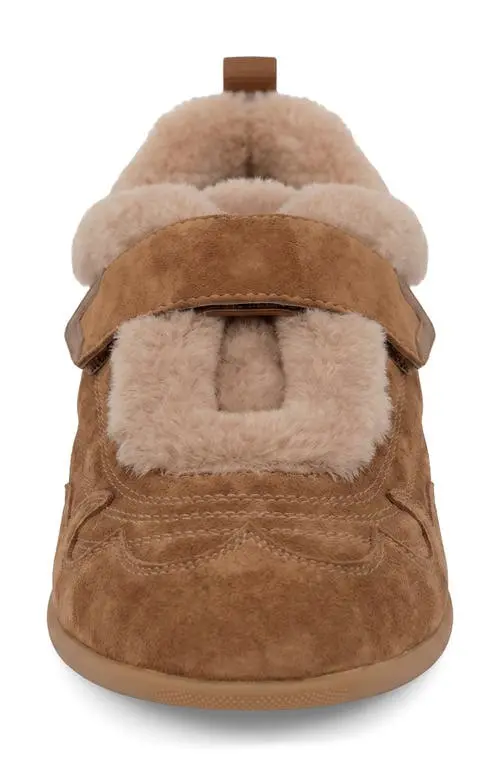 Ash Magda Leather & Faux Fur Mary Jane Sneaker - Chestnut