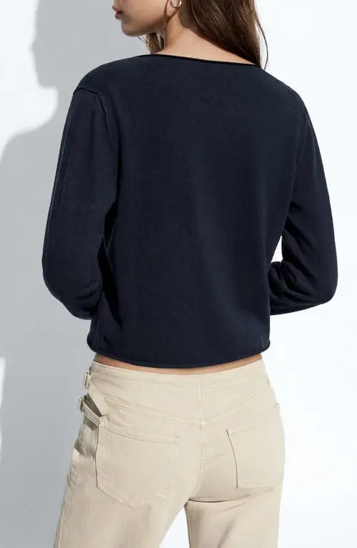 Mango Ribbed V-neck Cardigan