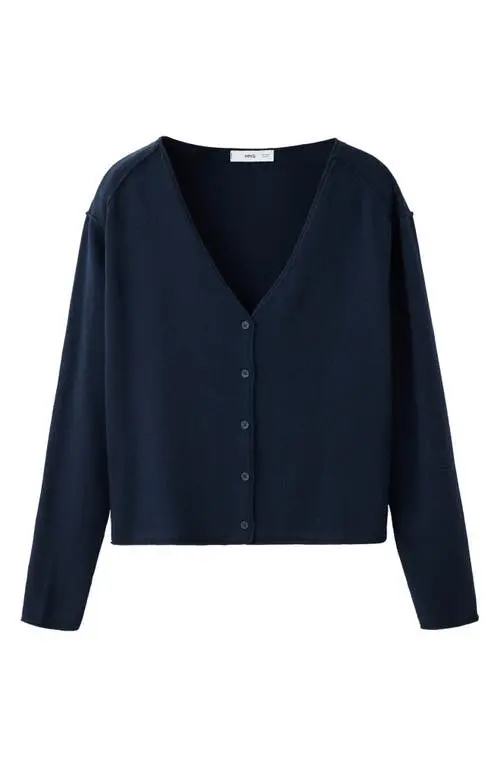 Mango Ribbed V-neck Cardigan