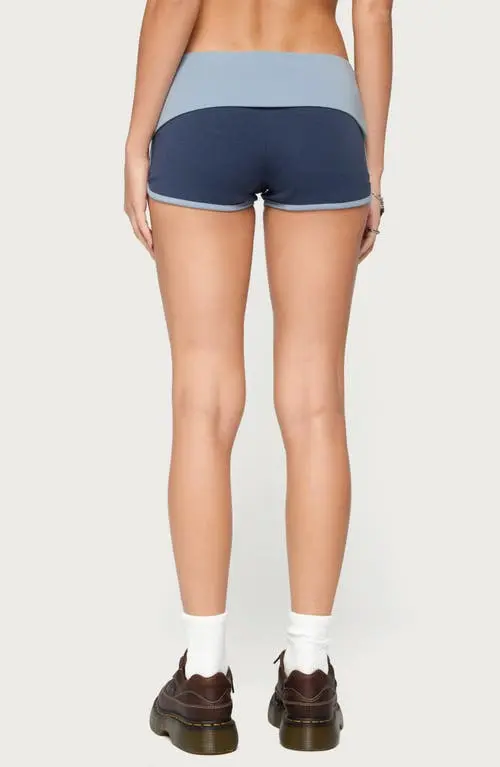 EDIKTED Zeala Contrast Stretch Cotton Blend Foldover Shorts