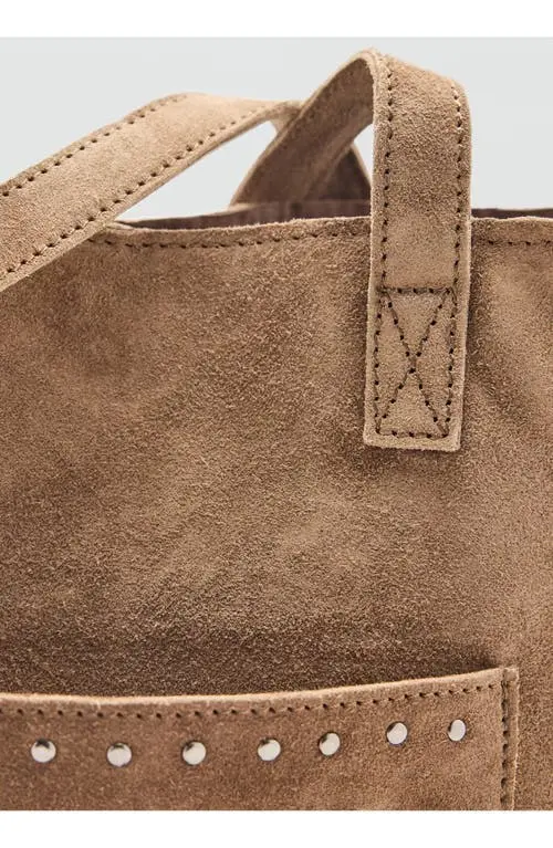 Mango Studded Leather Shoulder Bag