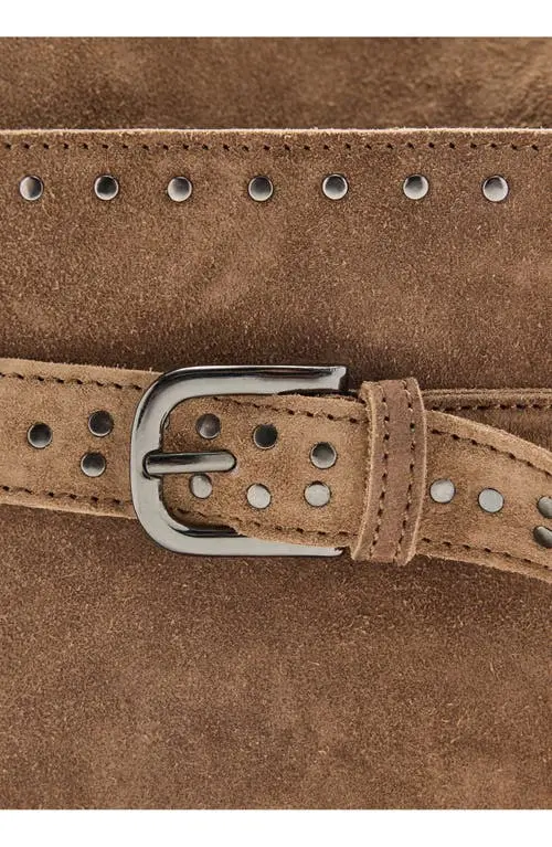 Mango Studded Leather Shoulder Bag