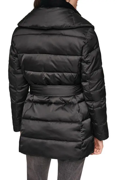 Andrew Marc Zamora Shawl Collar Belted Puffer Coat