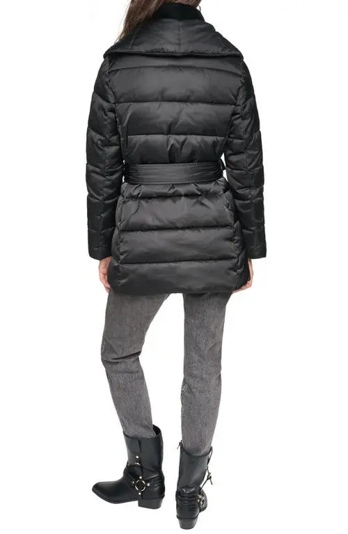 Andrew Marc Zamora Shawl Collar Belted Puffer Coat
