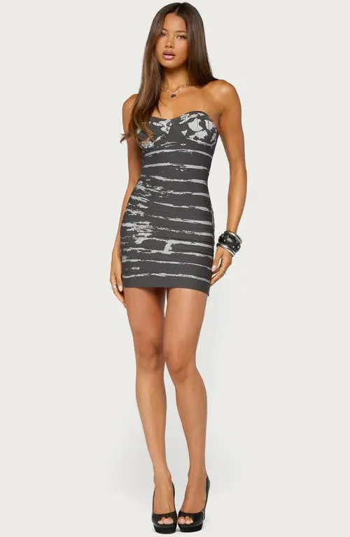 EDIKTED Saci Strapless Knit Bandage Minidress