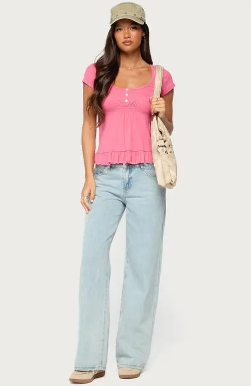 EDIKTED Liliannah Ruffle Babydoll Top