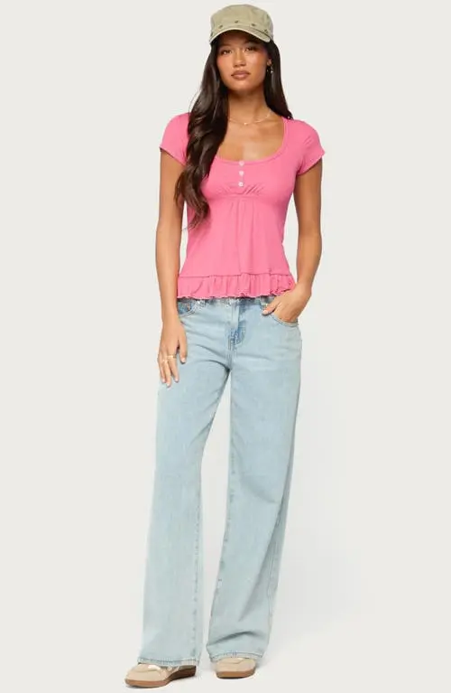 EDIKTED Liliannah Ruffle Babydoll Top