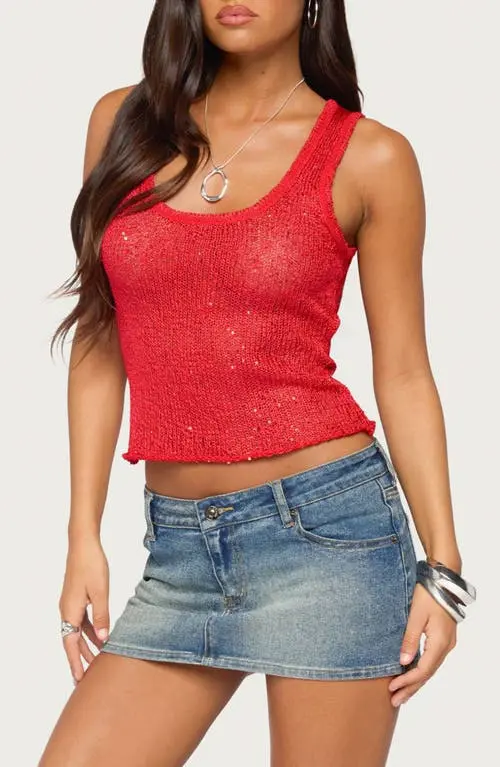 EDIKTED Eleora Sequin Knit Tank Top