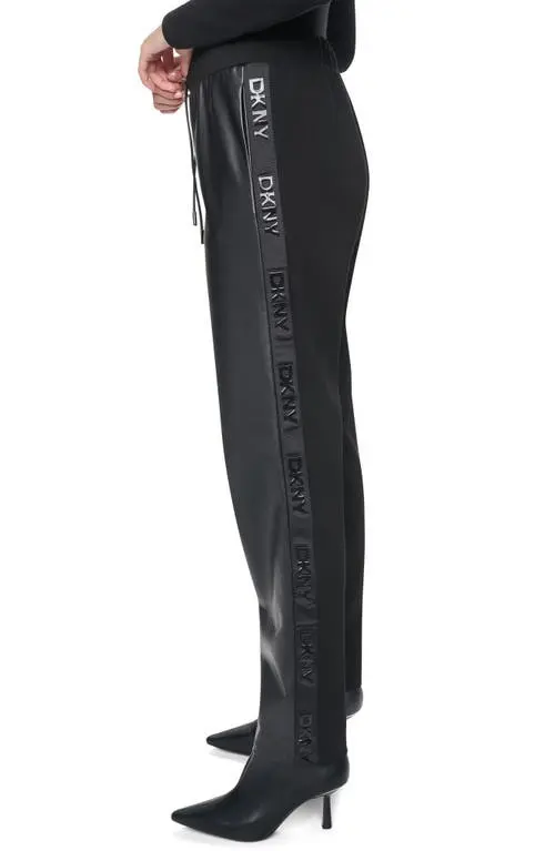 Dkny Faux Leather & Ponte Joggers