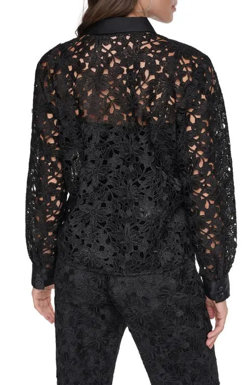 Dkny Floral Lace Button Down Shirt