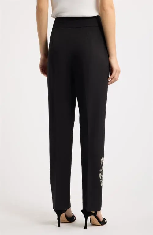 TAHARI ASL Embellished Mid Rise Straight Leg Pants