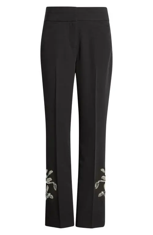 TAHARI ASL Embellished Mid Rise Straight Leg Pants