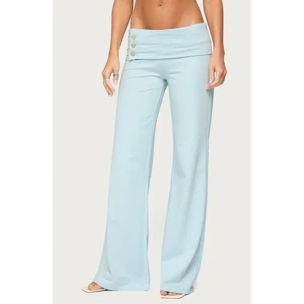 EDIKTED Poppy Wide Leg Button Foldover Pants