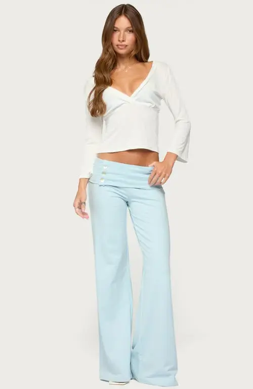 EDIKTED Poppy Wide Leg Button Foldover Pants