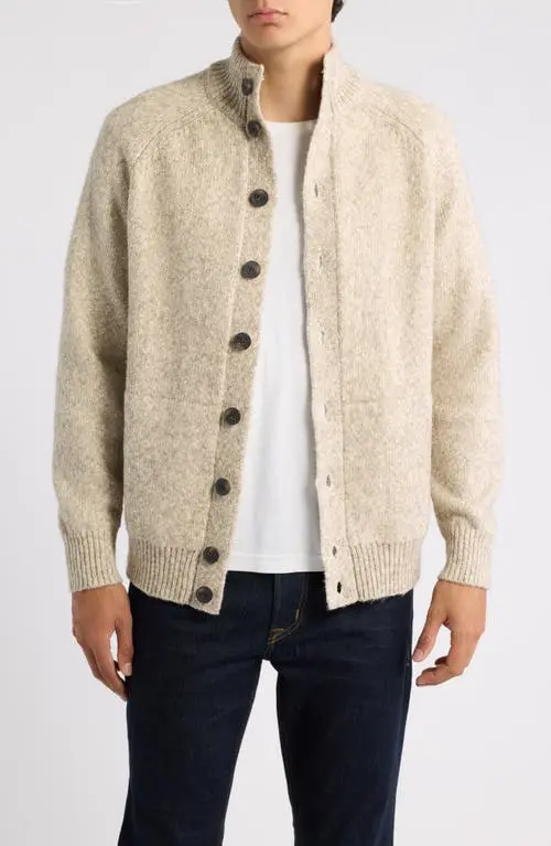 SCHOTT Mock Neck Button Front Cardigan - Limestone