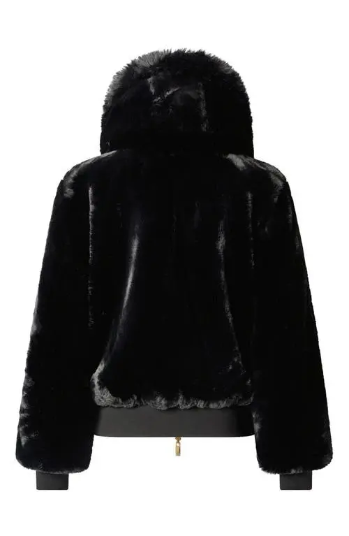 Moose Knuckles Luxe Satin Reversible Faux Fur Bomber Jacket
