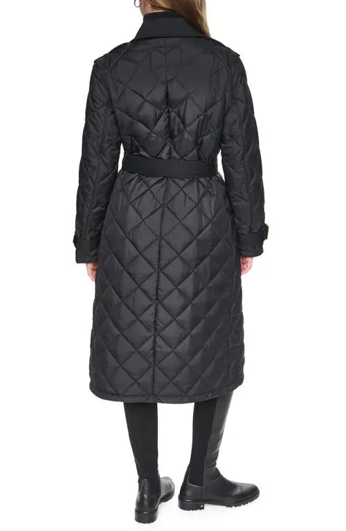 Dkny Quilted Double Breasted Trench Coat