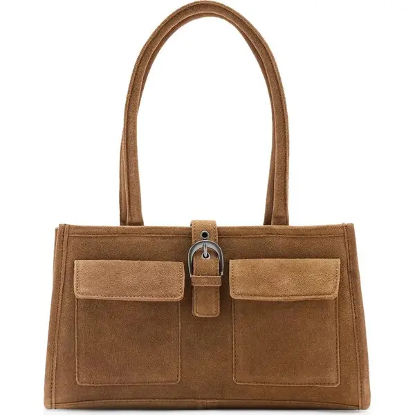 Mango Suede Buckle Shoulder Bag