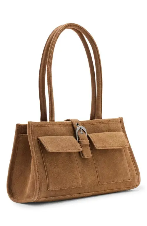 Mango Suede Buckle Shoulder Bag