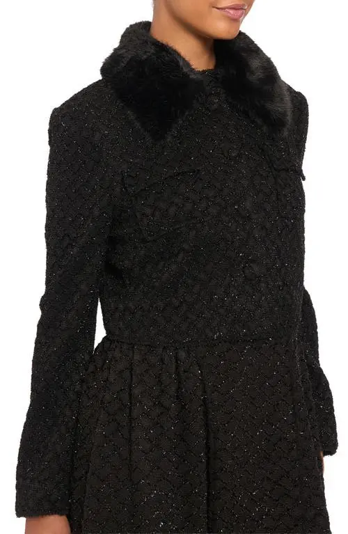 Maggy London Metallic Faux Fur Collar Jacket