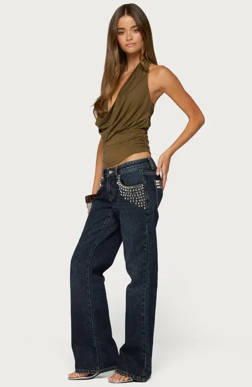 EDIKTED Gaila Cowl Neck Halter Top