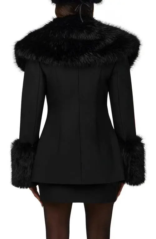 Naked Wardrobe Faux Fur Trim Blazer - Black