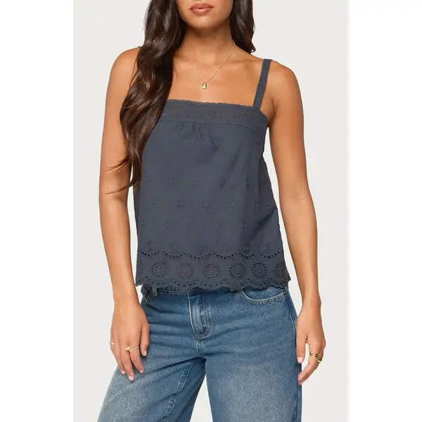 EDIKTED Esma Scalloped Eyelet Top