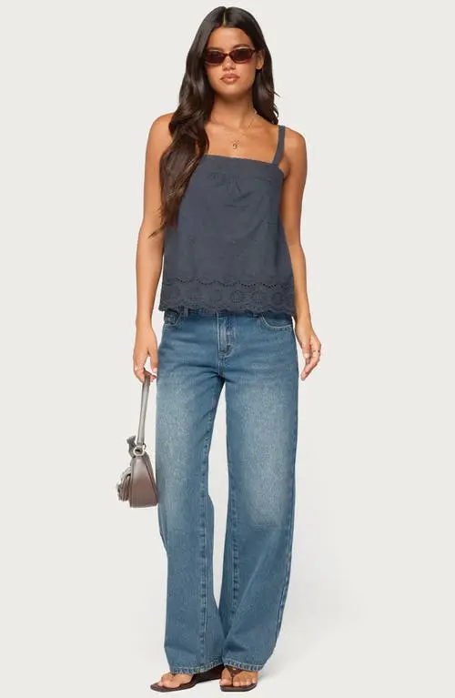 EDIKTED Esma Scalloped Eyelet Top