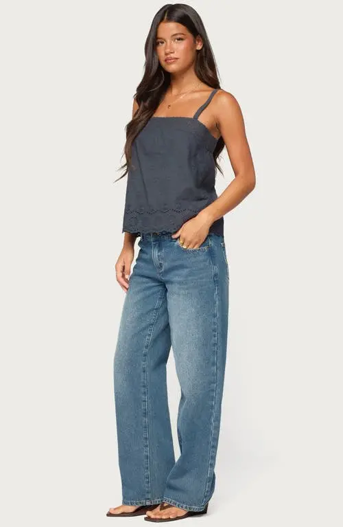 EDIKTED Esma Scalloped Eyelet Top