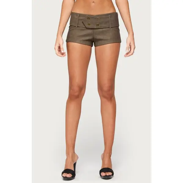 EDIKTED Darsy Faux Leather Micro Shorts