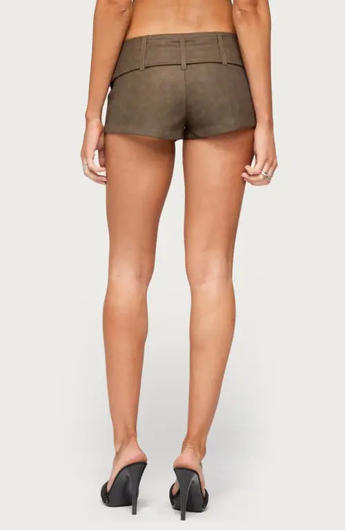 EDIKTED Darsy Faux Leather Micro Shorts
