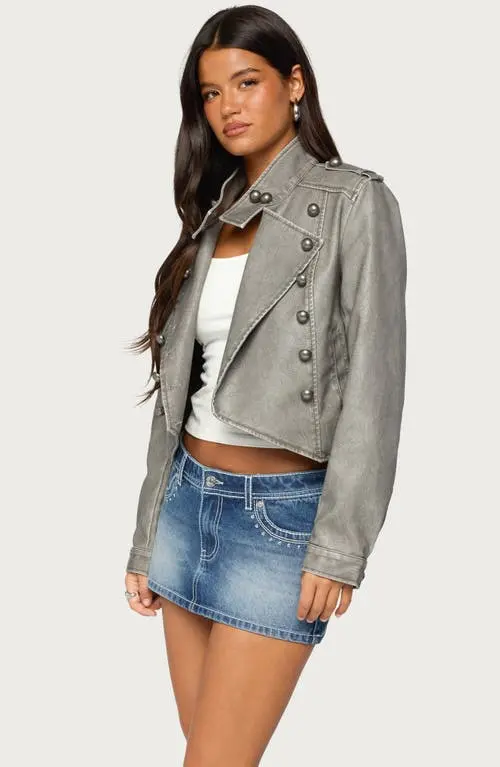 EDIKTED Torie Faux Leather Napoleon Jacket