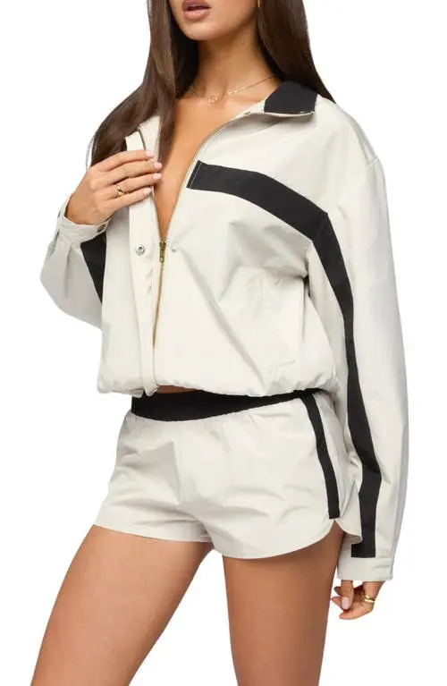 EDIKTED Emrie Striped Nylon Windbreaker Jacket