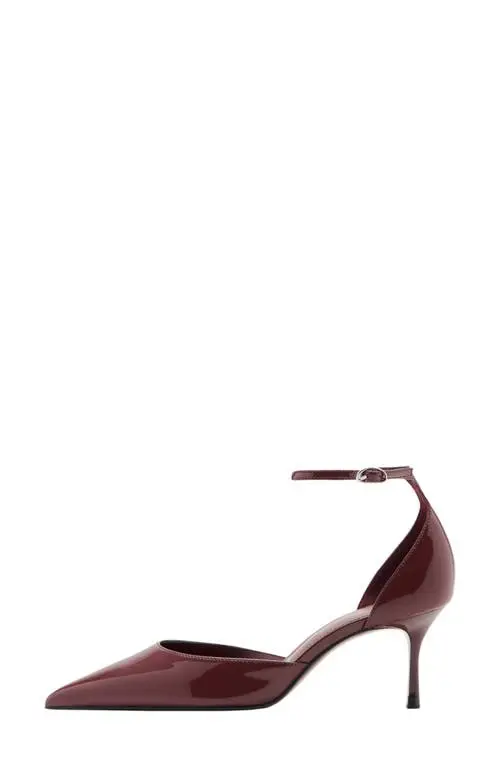 Mango Faux Leather Pointed Toe Ankle Strap Pump
