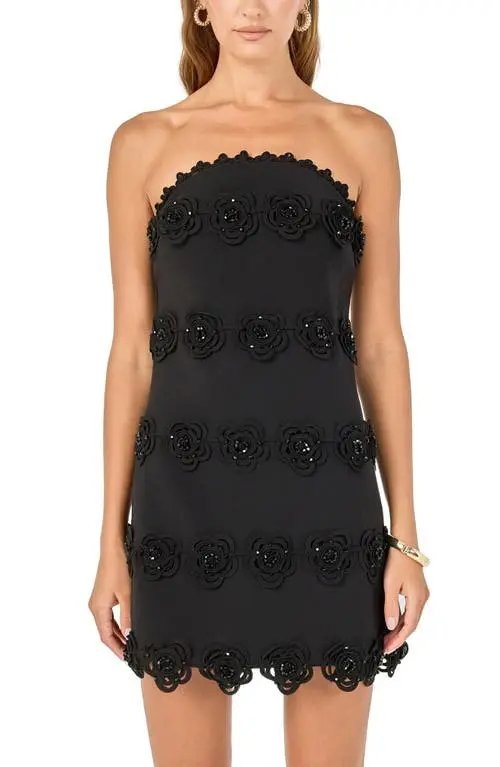 Endless Rose Floral Appliqué Sequin Strapless Minidress