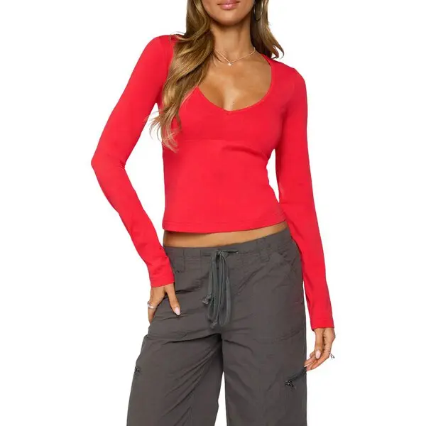 EDIKTED Feva V-neck Long Sleeve Top