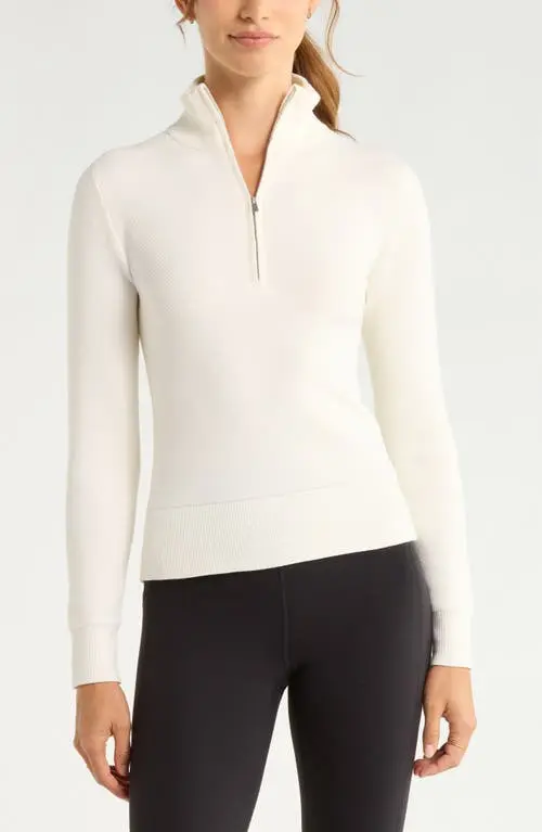 Zella Alpine Half Zip Sweatershirt - Ivory Cloud