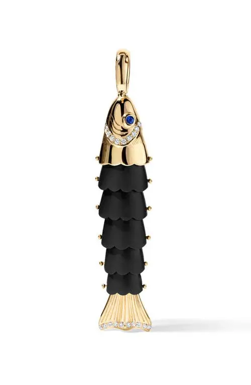 EDEN PRESLEY 14k Gold Sapphire And Diamond Large Fish Pendant