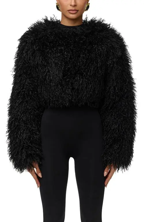 Naked Wardrobe Faux Fur Plush Cropped Jacket