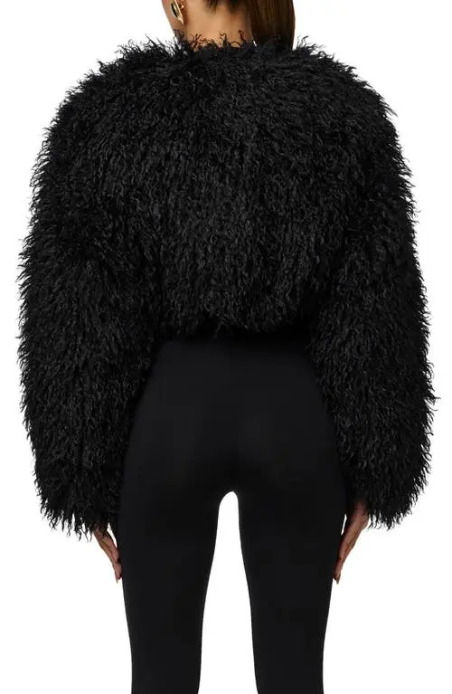 Naked Wardrobe Faux Fur Plush Cropped Jacket