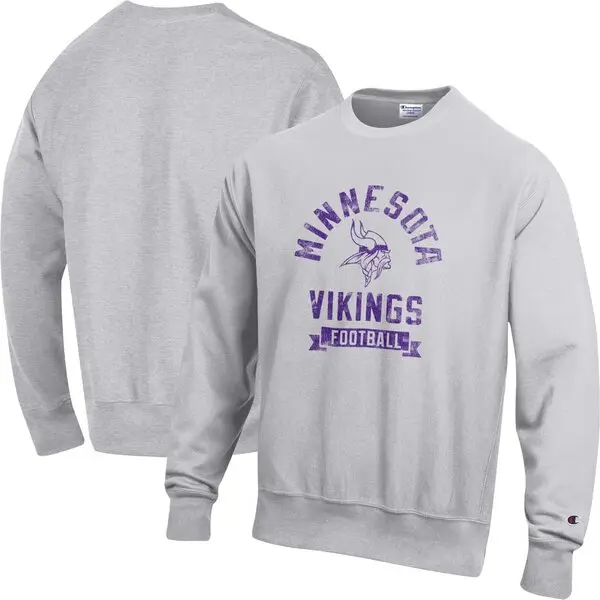 Champion Minnesota Vikings Reverse Weave Fleece Pullover Sweatshirt - Heather Gray