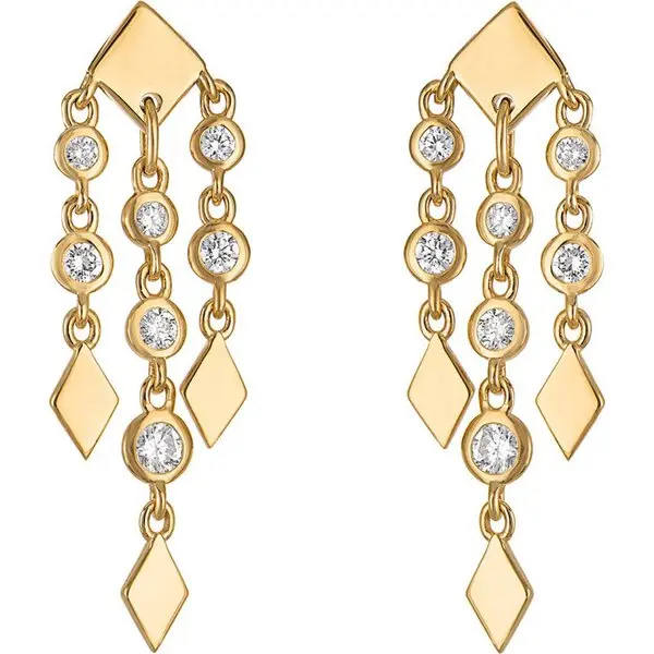 EDEN PRESLEY 14k Gold Shine Fringe Drop Earrings - Diamond